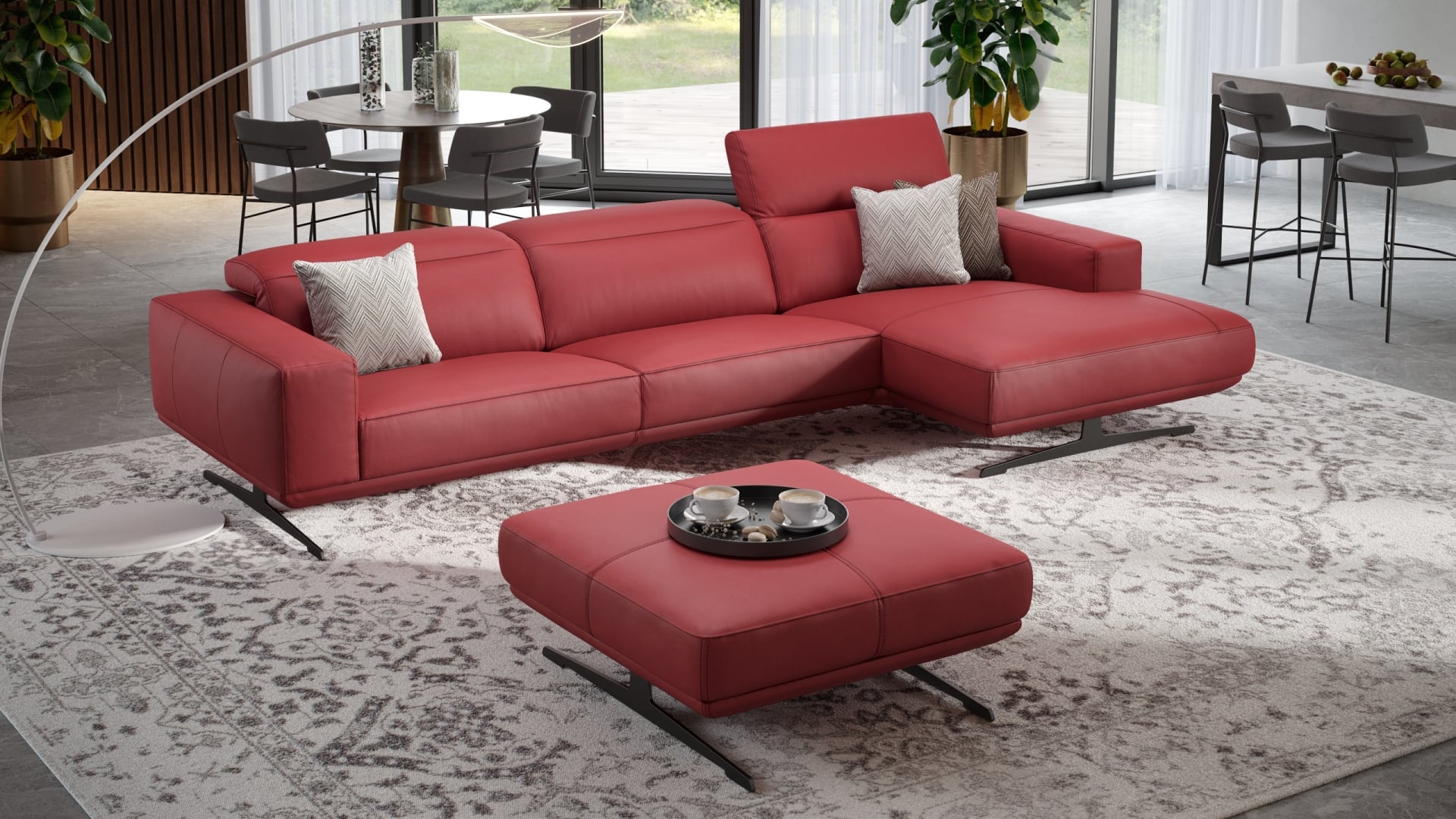 Hocker mit Lederbezug | Designhocker | Sofanella