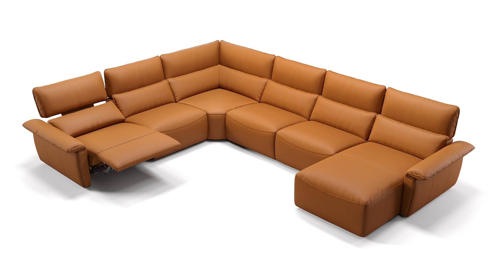 Wohnlandschaft Leder Cognac