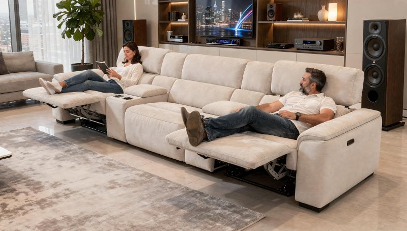 Heimkinosessel 3er elektrisch Stoff mit Getränkehaltern | Calvera ...