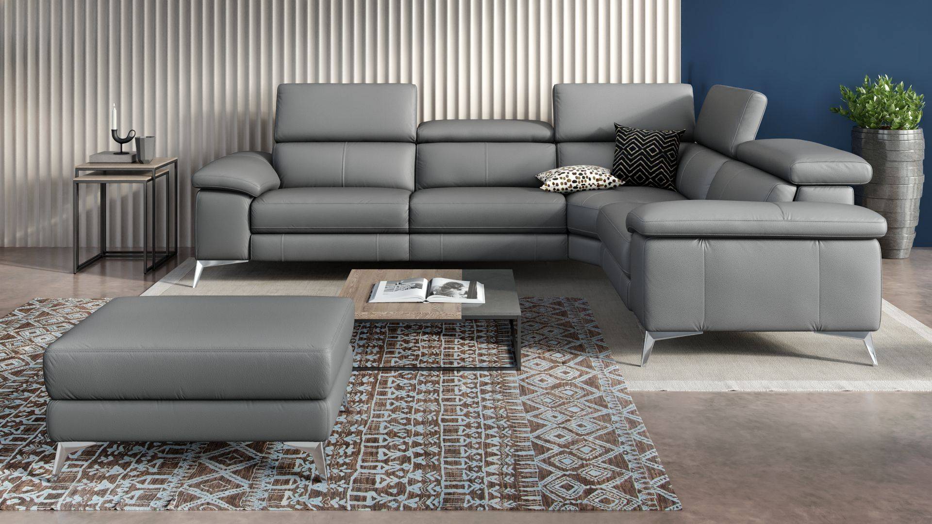 Lederhocker Milano zum Ledersofa | Sofanella
