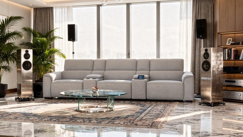 Heimkinosessel 3er elektrisch Stoff mit Getränkehaltern | Calvera ...