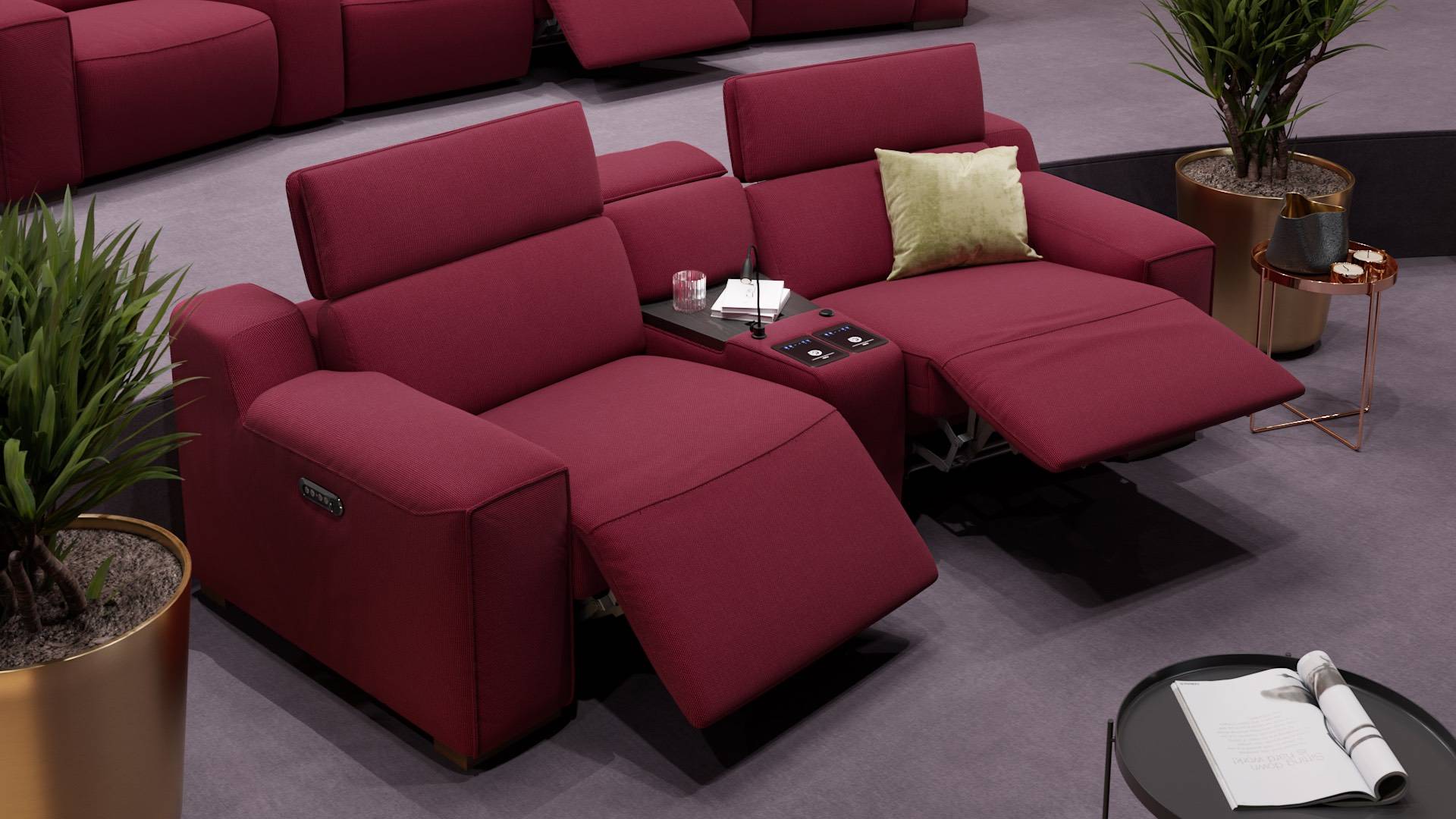 2er Sofa Kinosofa Loreto mit Mittelkonsole | Sofanella