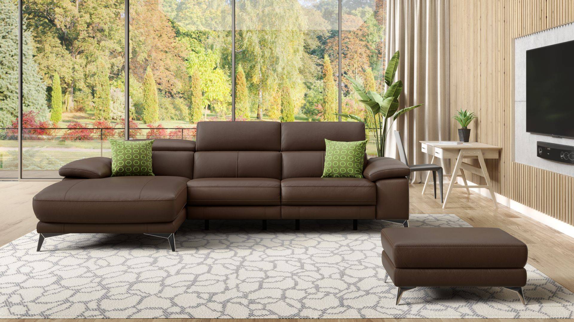 Lederhocker Milano zum Ledersofa | Sofanella