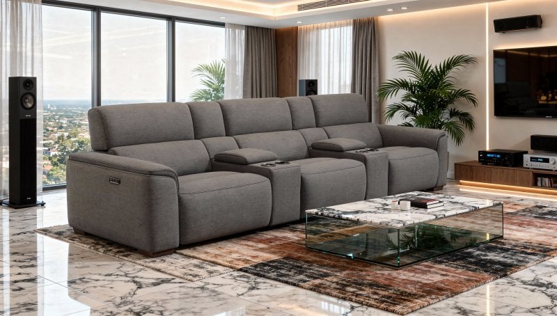 Heimkinosessel 3er elektrisch Stoff mit Getränkehaltern | Calvera ...